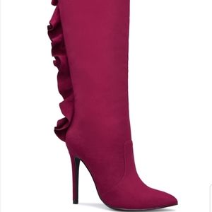 Shoes | Nwt Knee High Ruffled Back Boots | Poshmark